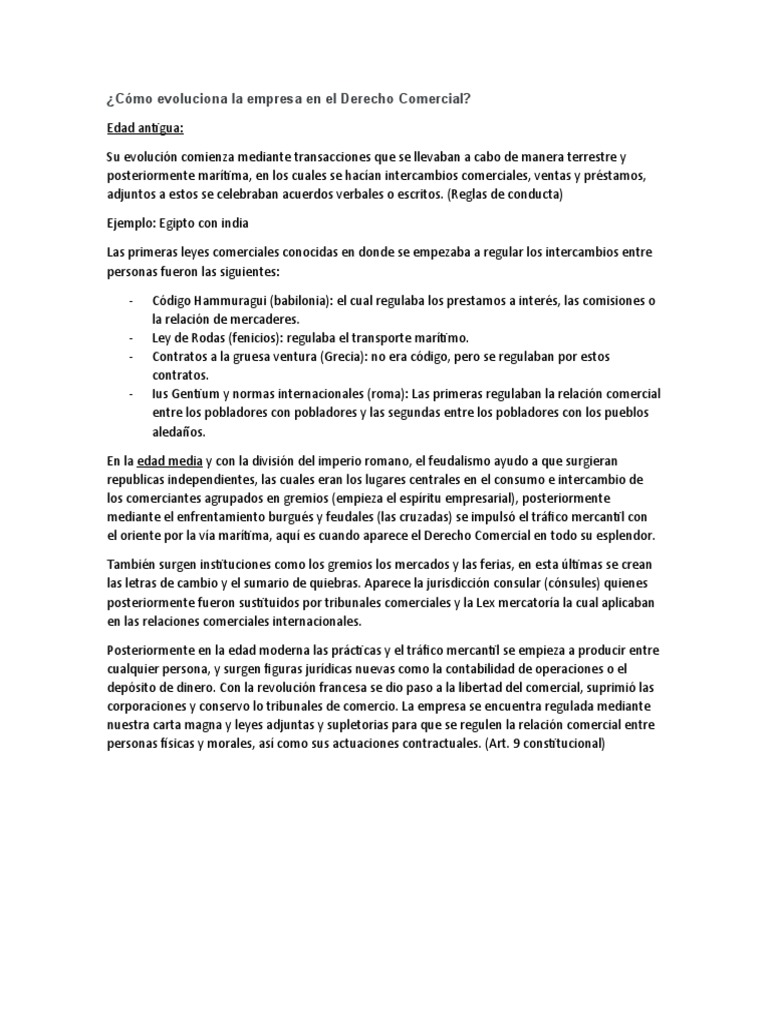 Cómo Evoluciona La Empresa en El Derecho Comercial | PDF Cómo Evoluciona La Empresa en El Derecho Comercial | PDF