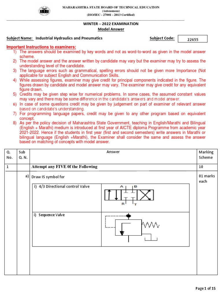 Ihp w22 Model Answer Paper 22655 | PDF | Pump | Valve Ihp w22 Model Answer Paper 22655 | PDF | Pump | Valve
