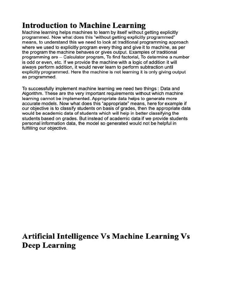 Introduction ML | PDF