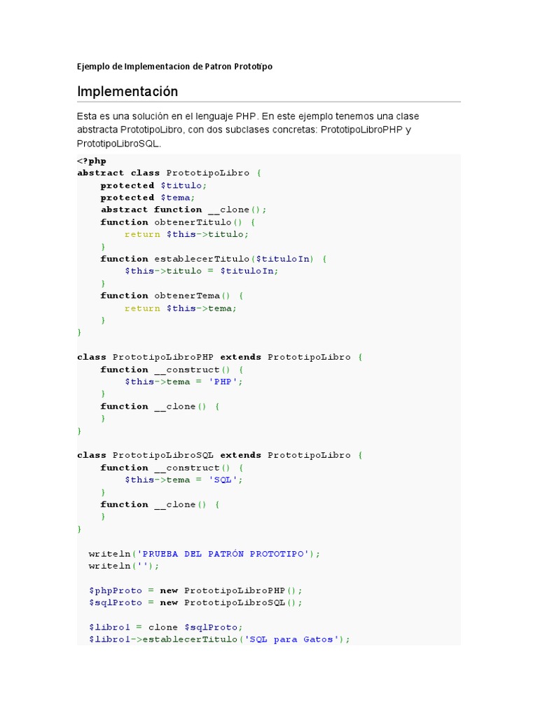 Ejemplo de Implementacion de Patron Prototipo | PDF | C Sharp (lenguaje ... Ejemplo de Implementacion de Patron Prototipo | PDF | C Sharp (lenguaje ...