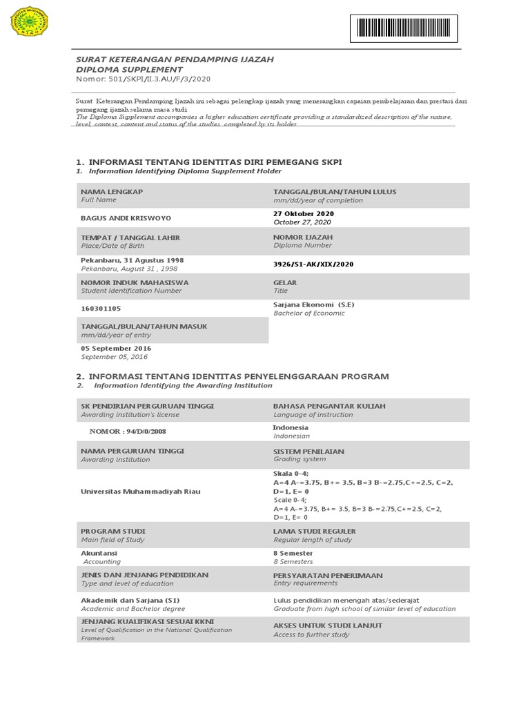 Contoh Skpi Ak | PDF
