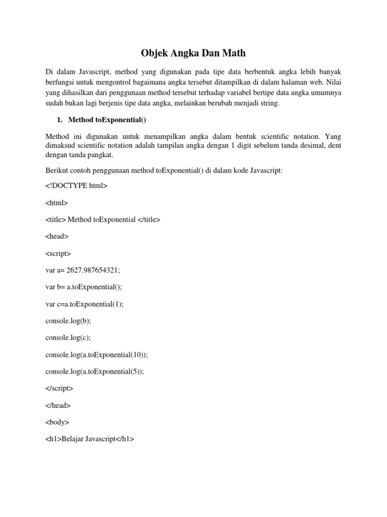 Objek Angka Dan Math | PDF