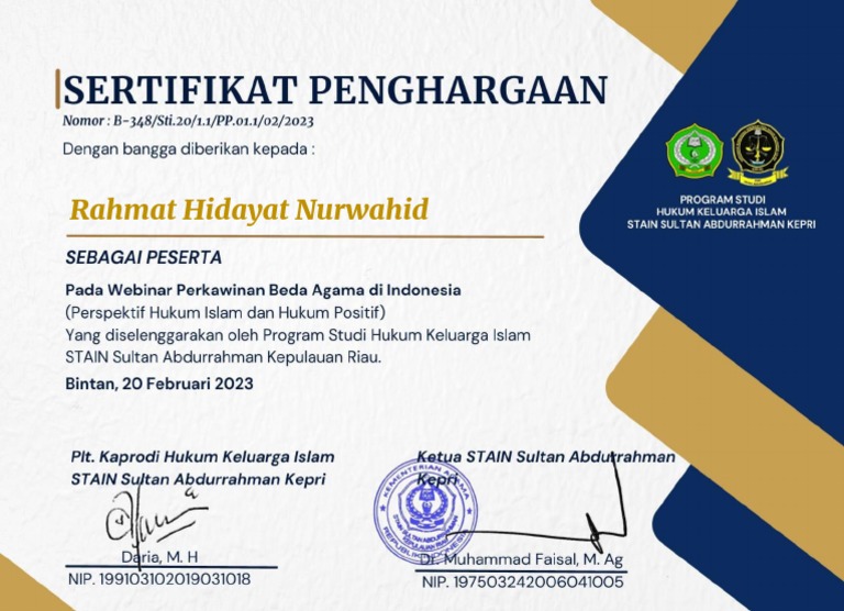 Sertifikat Rahmat Hidayat Nurwahid-1 | PDF