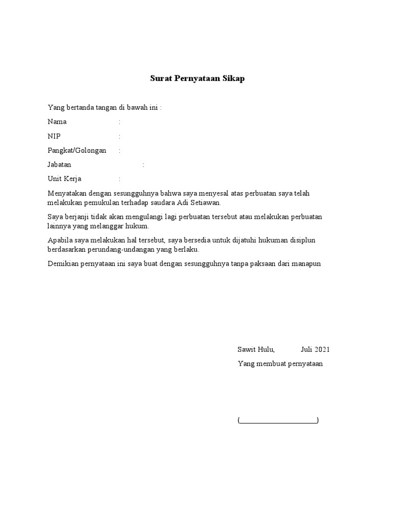 Surat Pernyataan Sikap | PDF