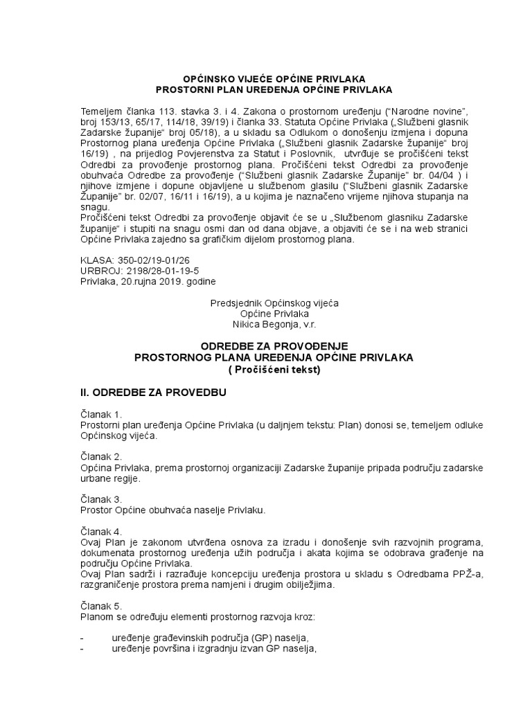 Odredbe Za Provodenje Prostornog Plana Uredenja Opcine Privlaka ...
