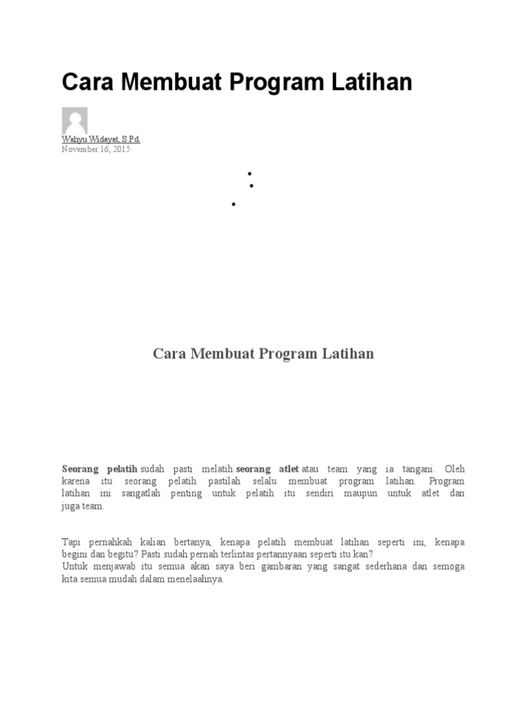 Cara Membuat Program Latihan | PDF