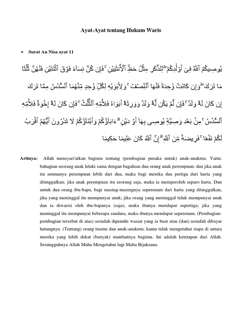 Ayat-Ayat Tentang Hukum Waris | PDF