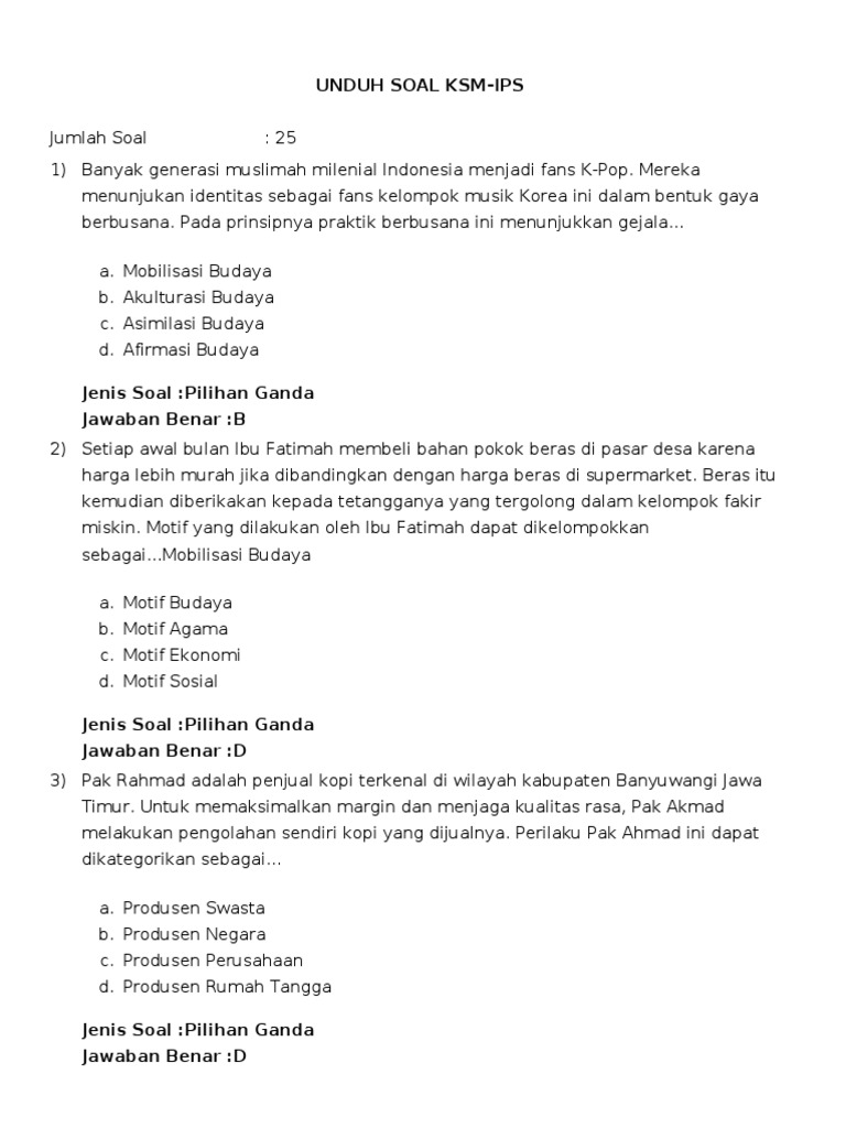 Lembar Soal KSM-IPS | PDF