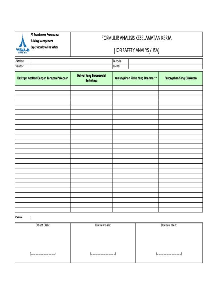 Form JSA (Jobs Safety Analysis) | PDF Form JSA (Jobs Safety Analysis) | PDF