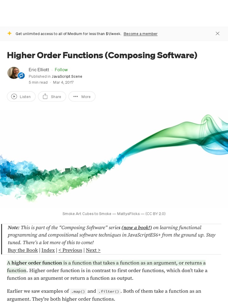 Higher Order Functions Composing Software By Eric Elliott Javascript Scene Medium Pdf 