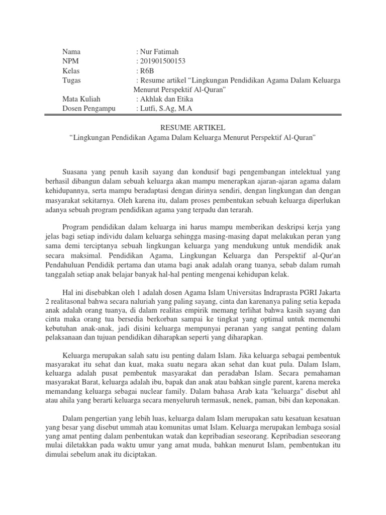 Resume Artikel - Nur Fatimah | PDF