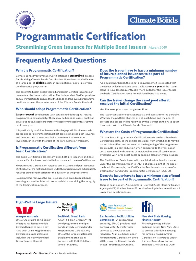 Cbi-Programmatic Cert Faqs Final 1 0 | PDF | Bonds (Finance) | Securitization
