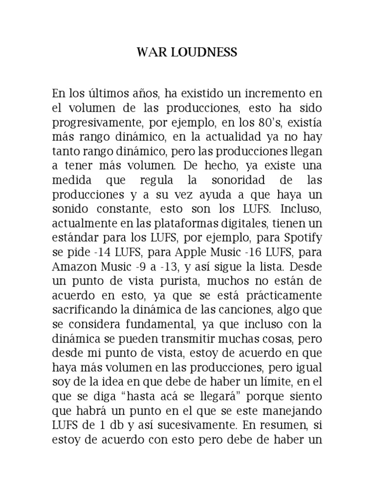 War Loudness | PDF