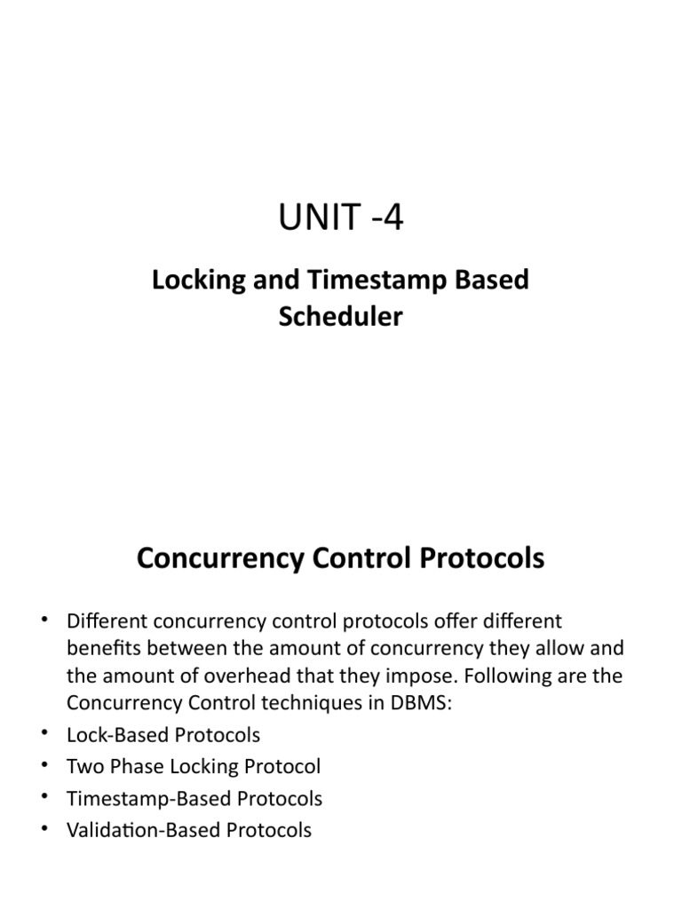 Unit 4 Locking Based Protocol | PDF | Database Transaction | Information Technology