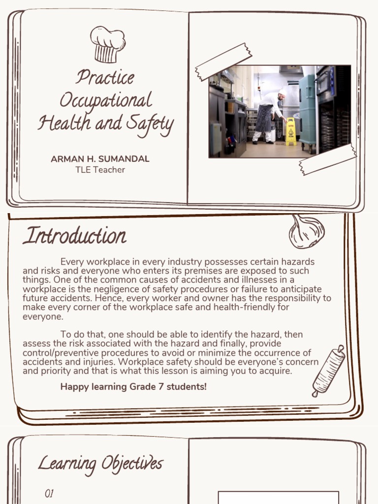 TLE 7 Q2 Lesson 3 Occupational Health and Safety in The Kitchen | PDF ...