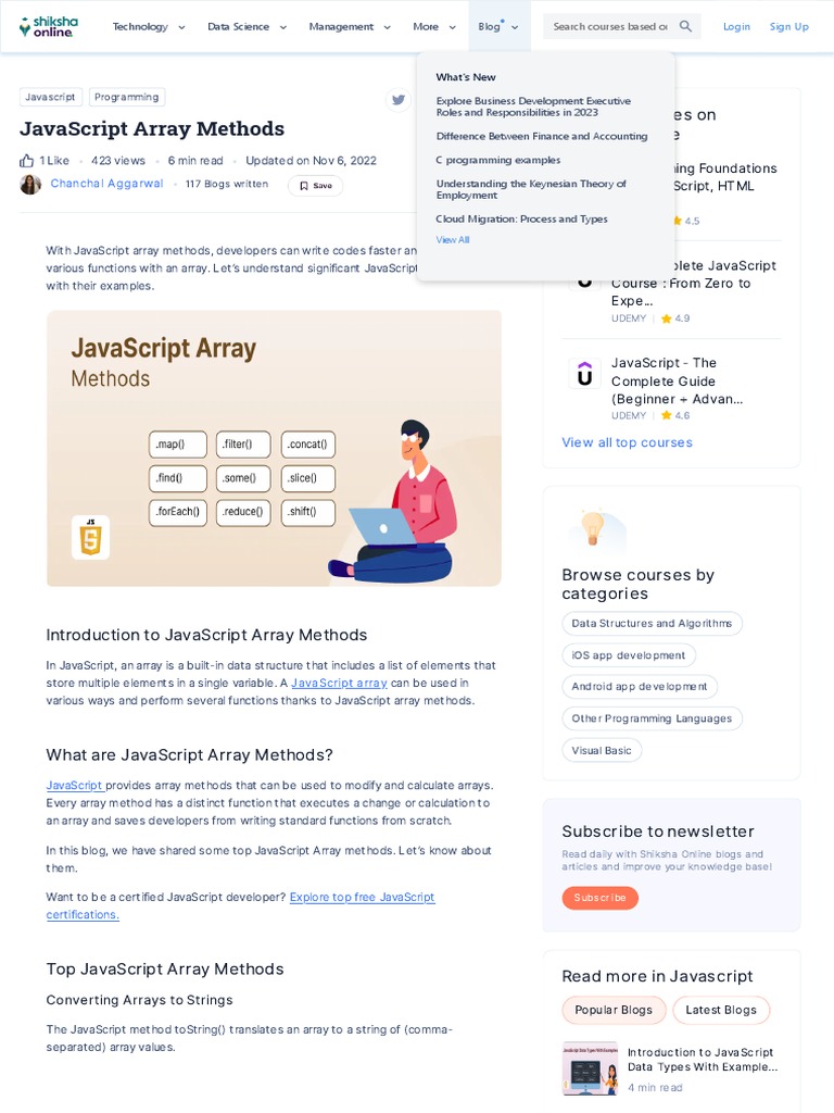 JavaScript Array Methods - Shiksha Online | Download Free PDF | Java ... JavaScript Array Methods - Shiksha Online | Download Free PDF | Java ...