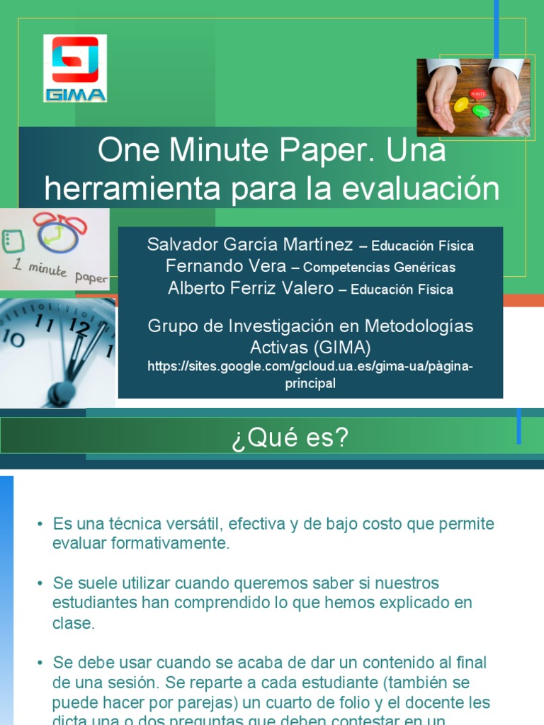 One Minute Paper Original | PDF | Aprendizaje | Evaluación