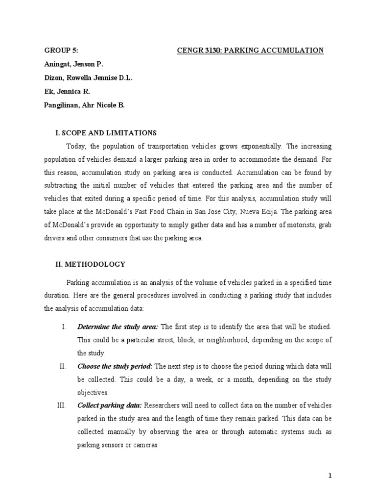 Group5 Scope Methodology Datagathering Pdf Parking Data 3572