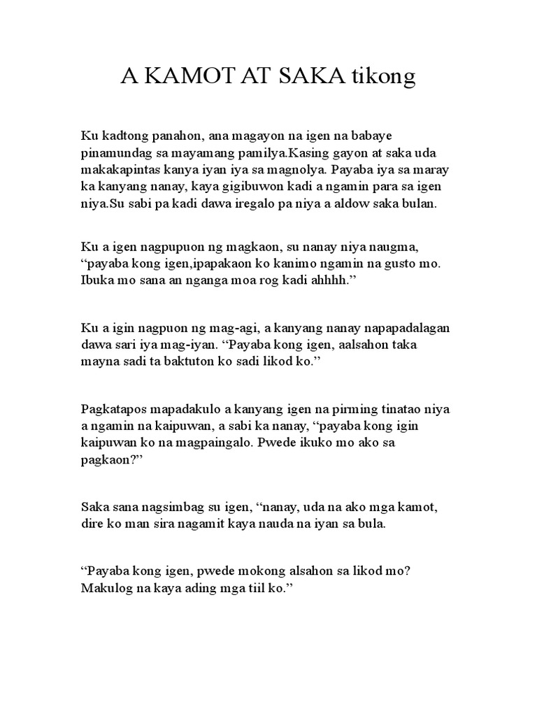A Kamot at Saka Tikong | PDF