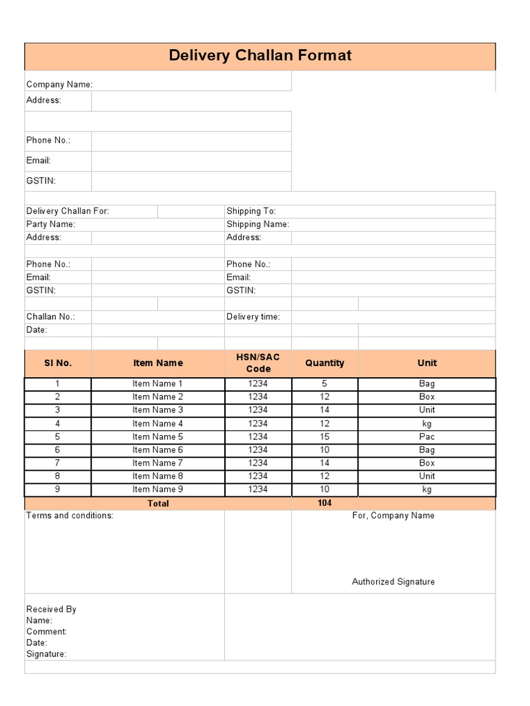 Delivery Challan Format 03 | PDF