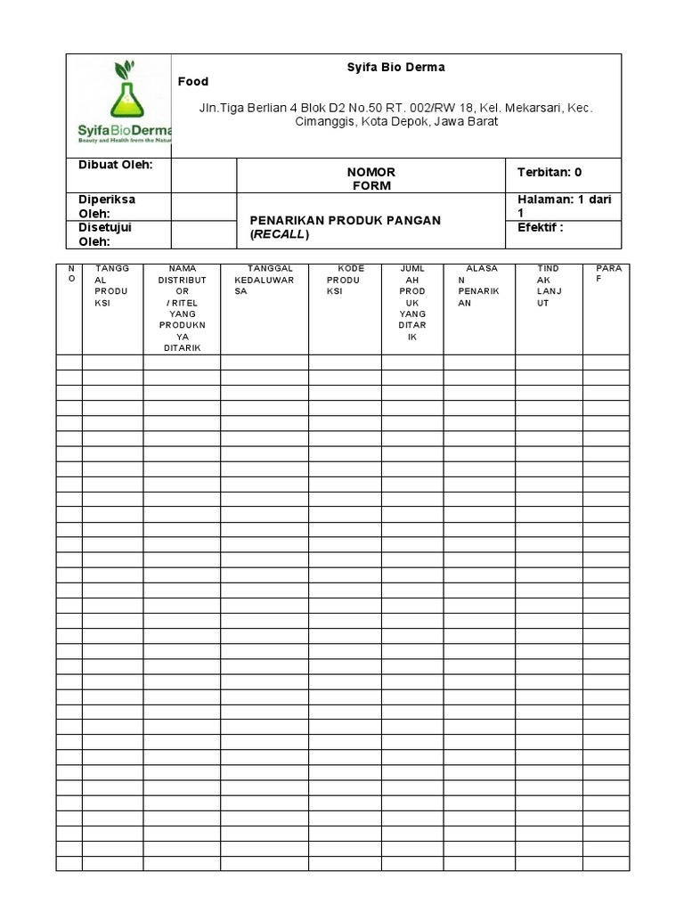 Formulir Penarikan Produk_ | PDF