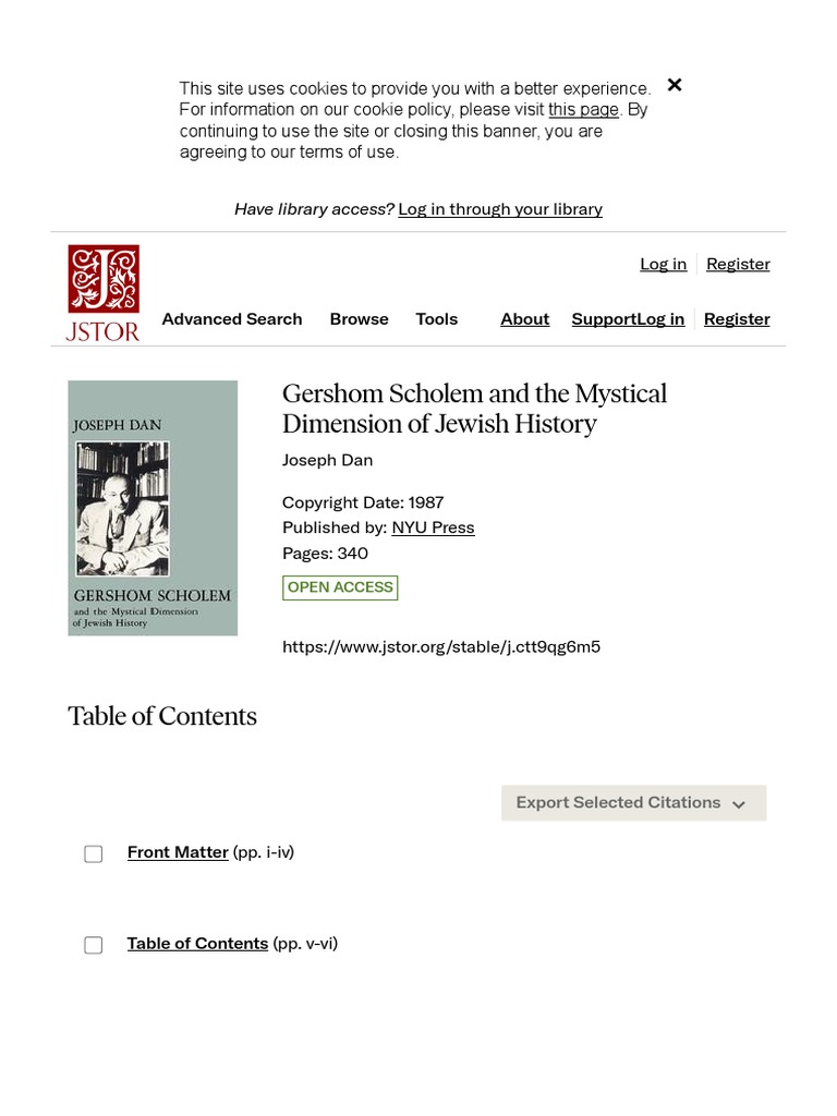 Gershom Scholem and the Mystical Dimension of Jewish History on JSTOR ...