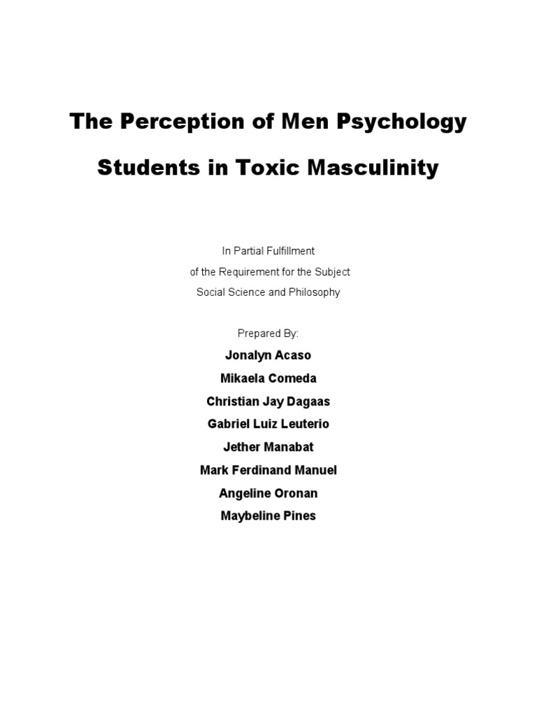 The Perception of Men Psychology Students in Toxic Masculinity | PDF ...