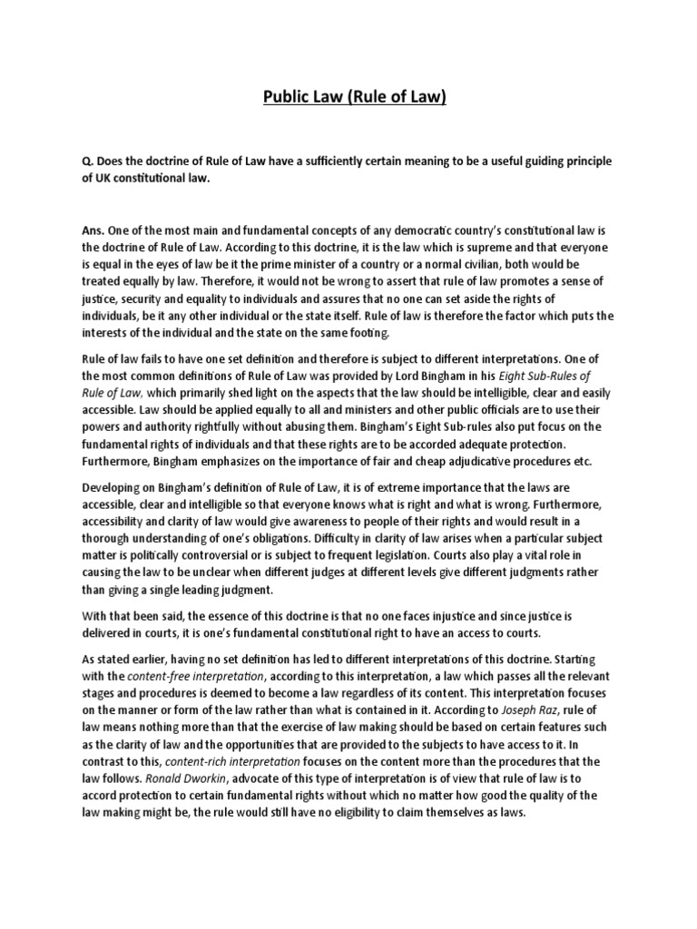 Public Law (Rule of Law) | PDF | Rule Of Law | Constitutional Law