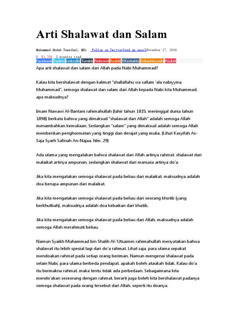 Arti Shalawat Dan Salam | PDF