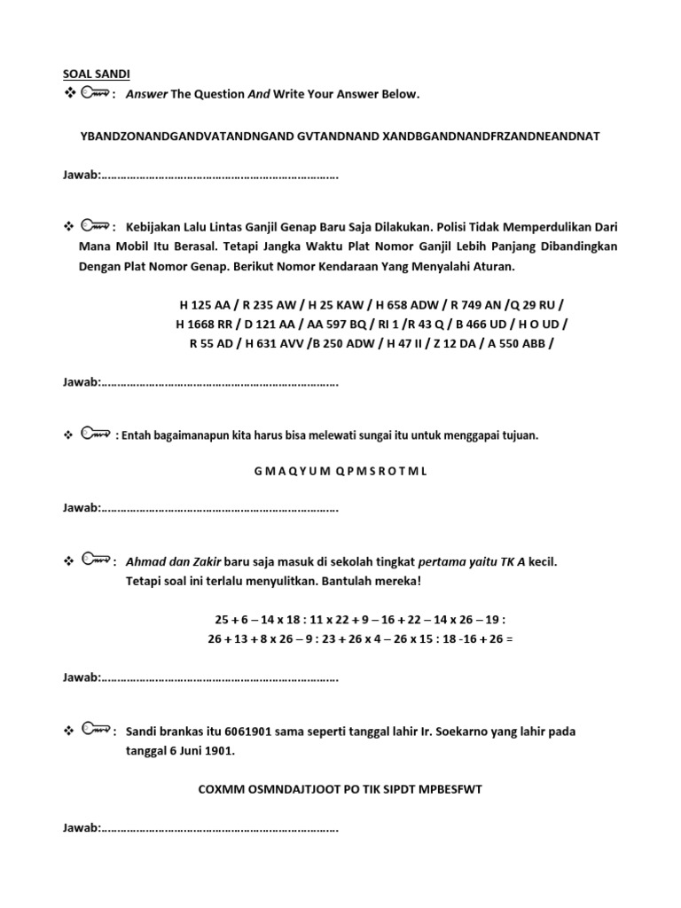 Soal Sandi Tingkat 2 | PDF