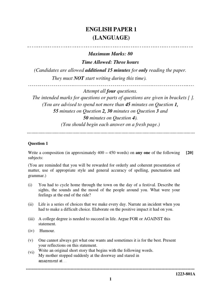 ISC 2023 English Language Question Paper | PDF