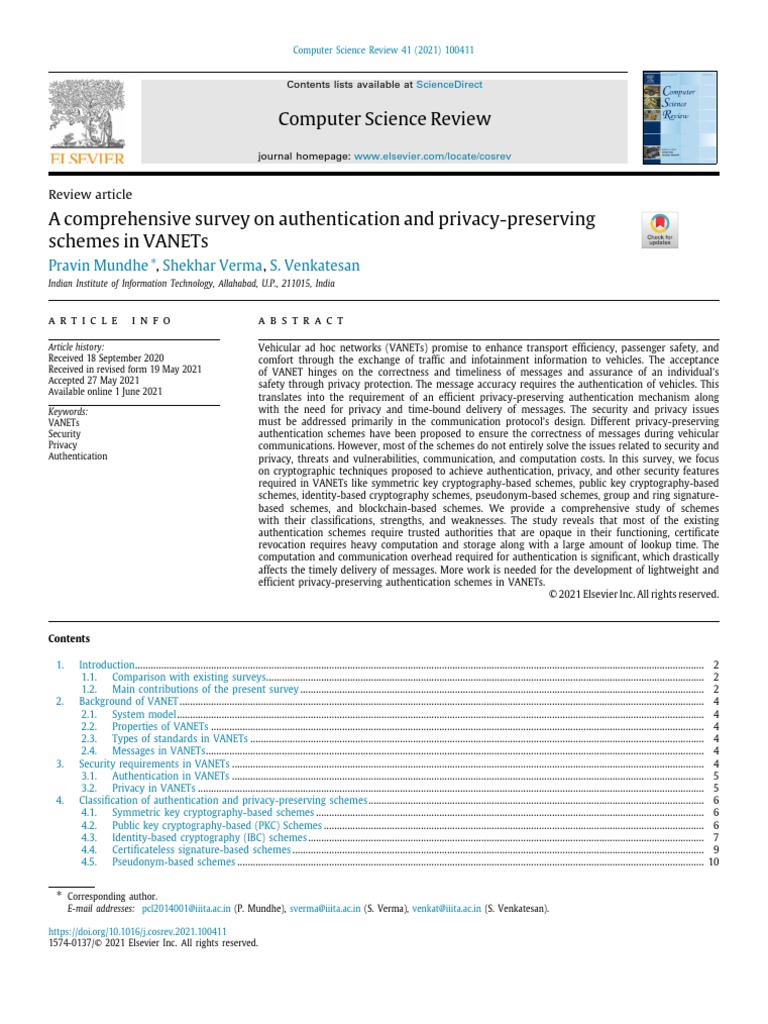 A Comprehensive Survey On Authentication and Privacy-Preserving Schemes ...