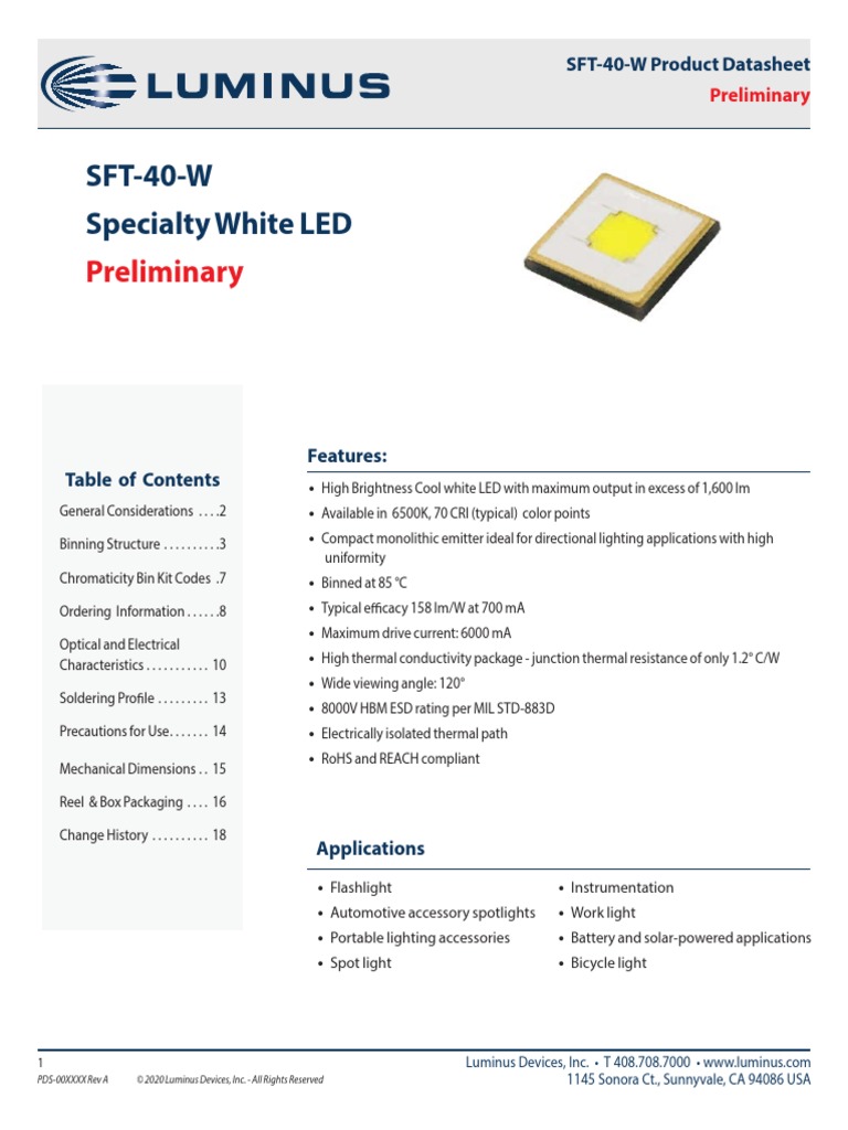 SFT40 Datasheet | PDF | Humidity | Soldering