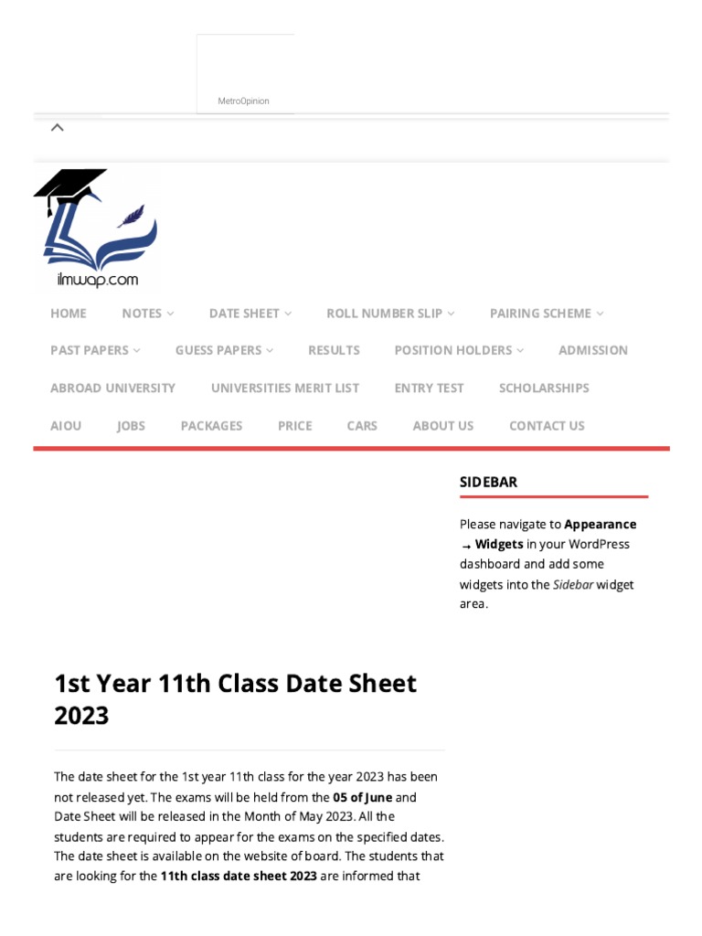 1st Year 11th Class Date Sheet 2023 All Punjab Board | PDF | Schools 1st Year 11th Class Date Sheet 2023 All Punjab Board | PDF | Schools