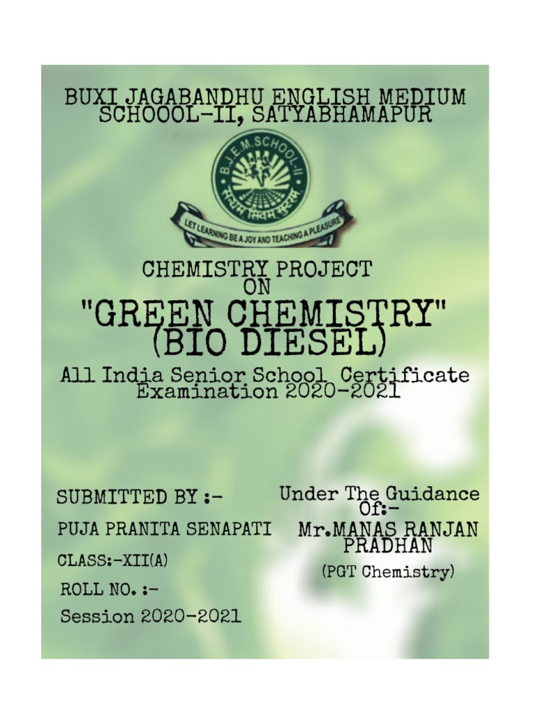 Chemistry Project (Class 12) | PDF | Biodiesel | Sewage Treatment