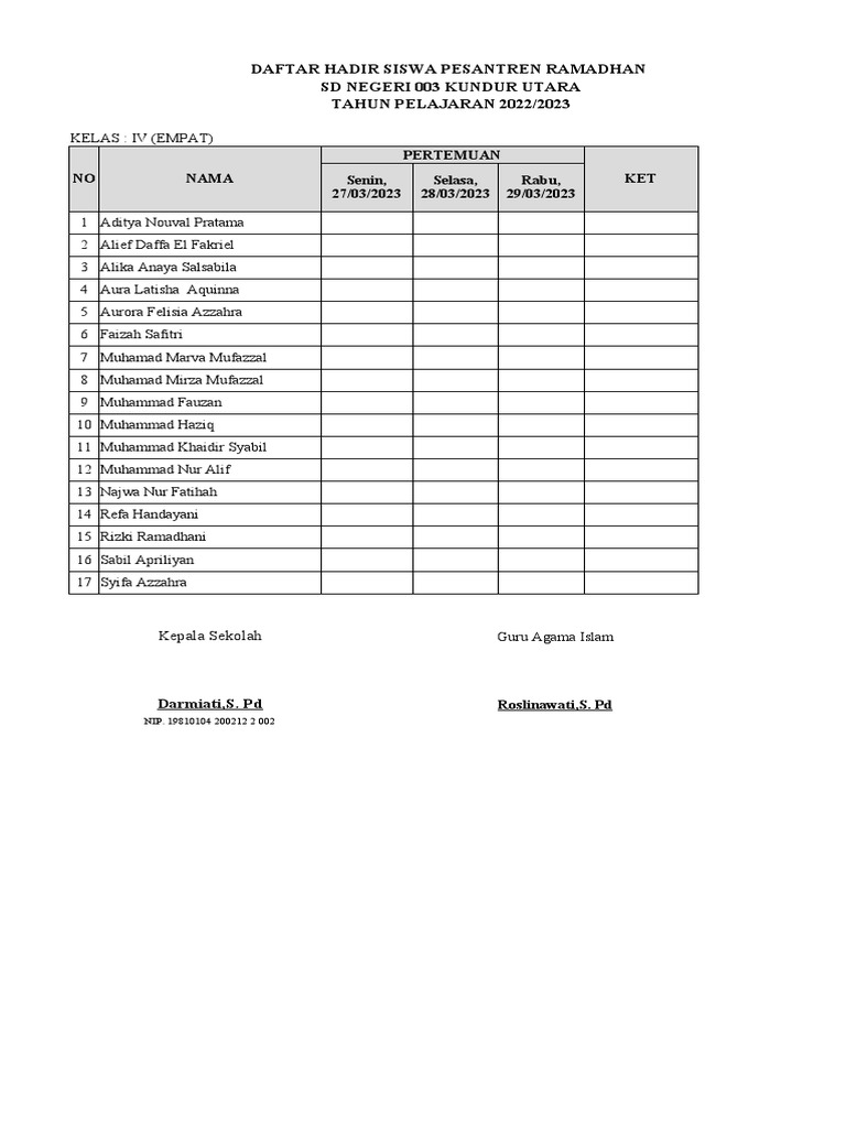 Absen Ramadhan 2023 | PDF