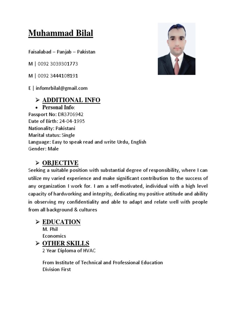 Muhammad Bilal resume | PDF Muhammad Bilal resume | PDF