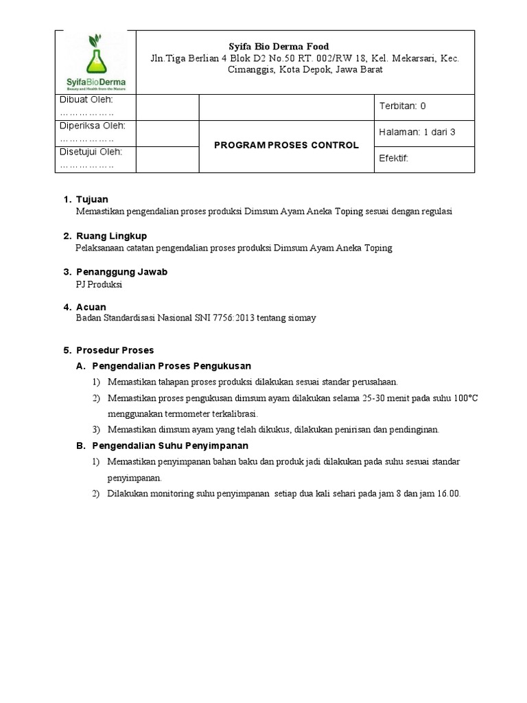 SOP-13-Prosedur in Process Control | PDF