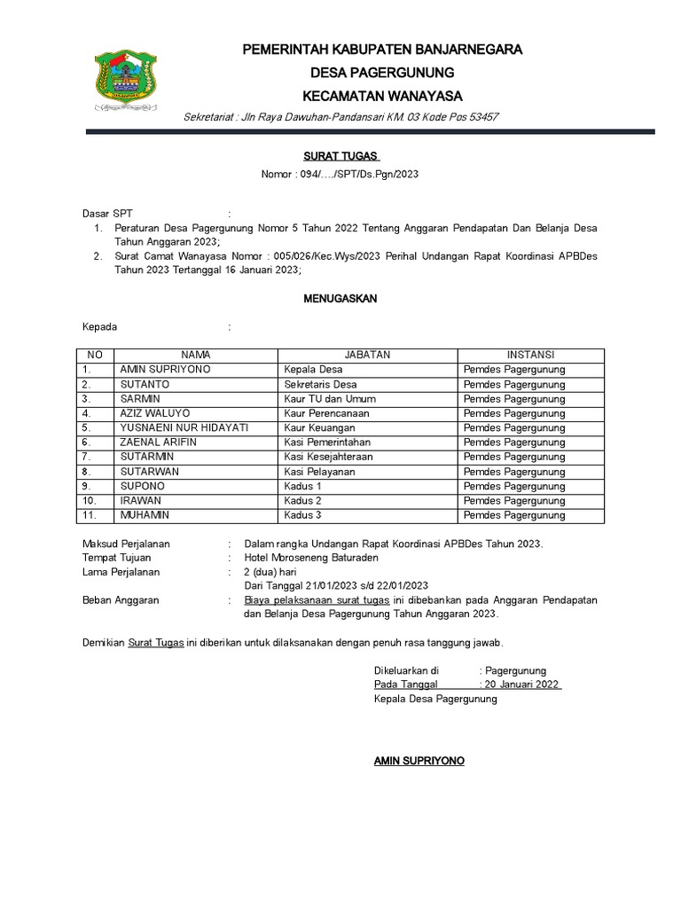Surat Perjalanan Dinas SPD | PDF
