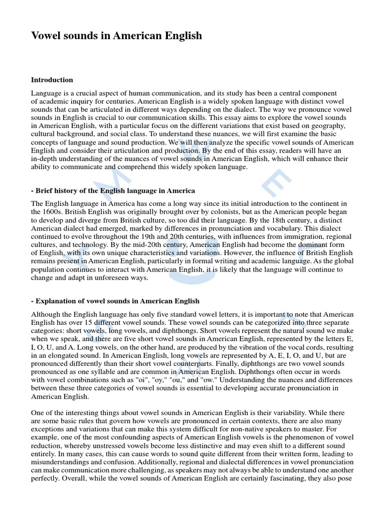Vowel Sounds in American English | PDF | English Language | Vowel