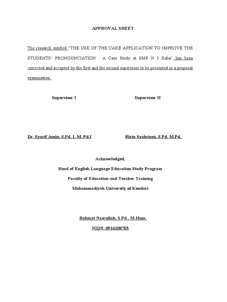 Approval Sheet for Research Proposal | PDF