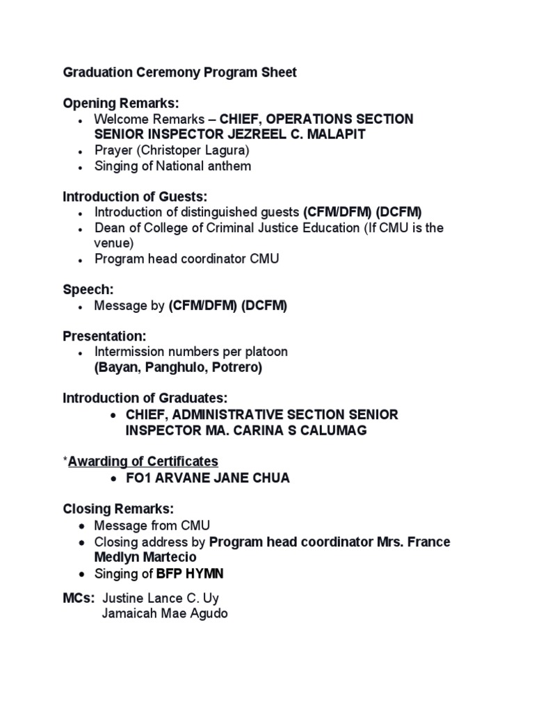 Graduation Ceremony Program Sheet | PDF