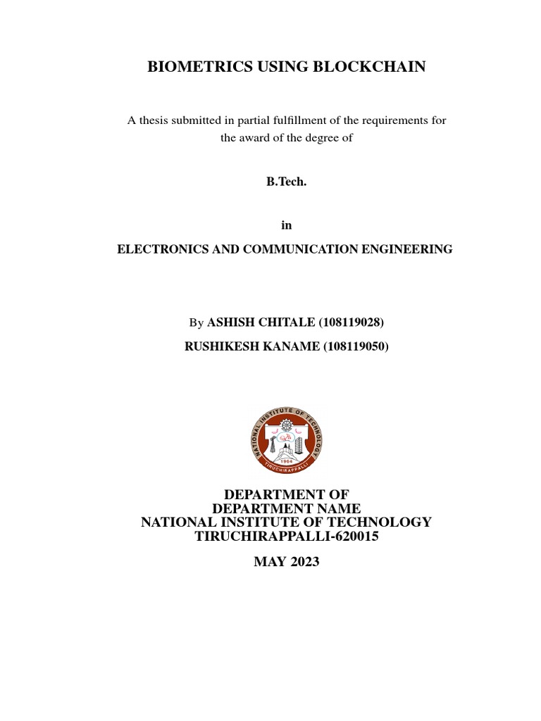 NIT Trichy B Tech Thesis Template | PDF | Authentication | Cryptography