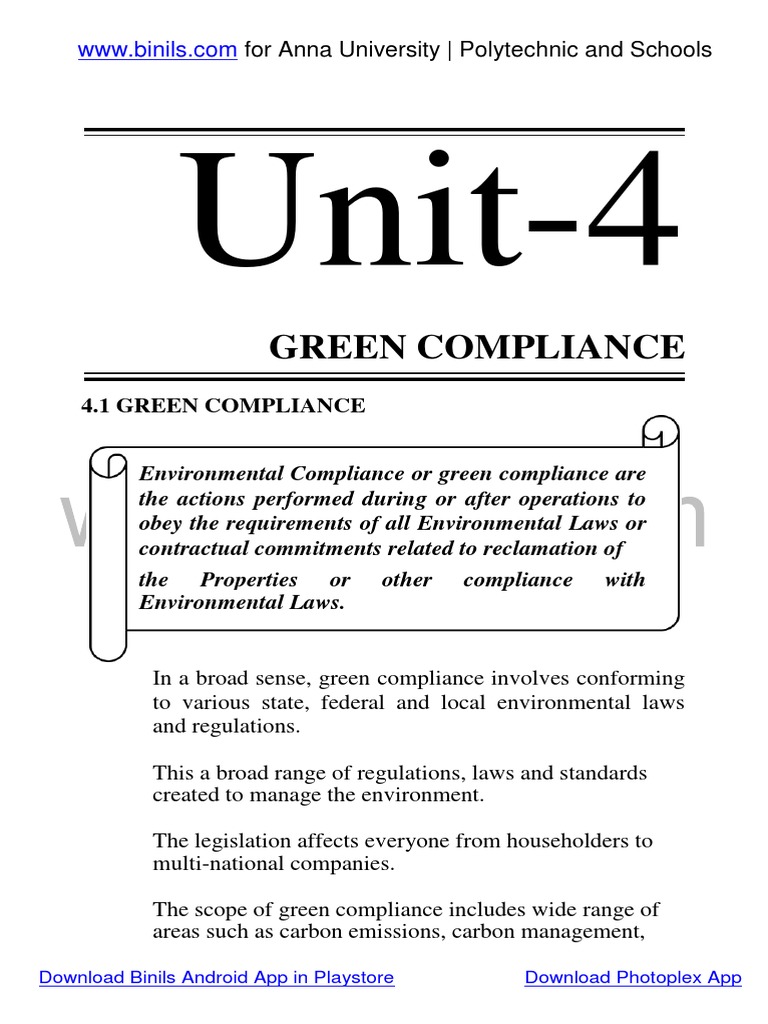 CS8078 Unit 4 Green Compliance | PDF | United Nations Framework Convention On Climate Change ...