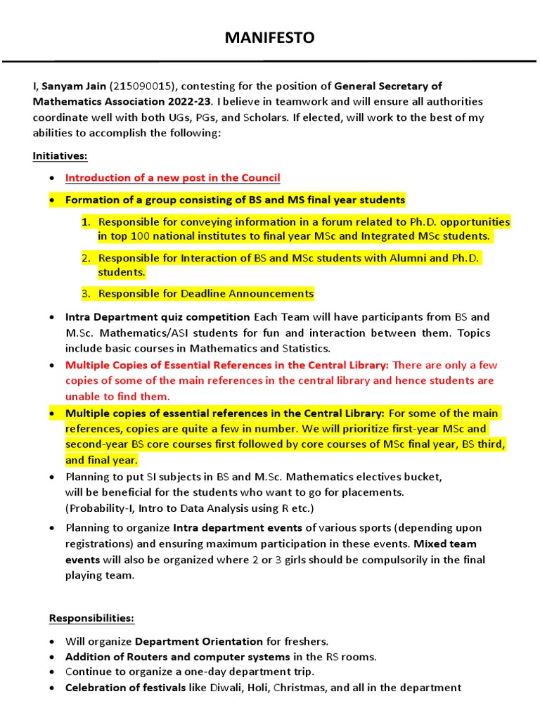 Manifesto | PDF | Master Of Science