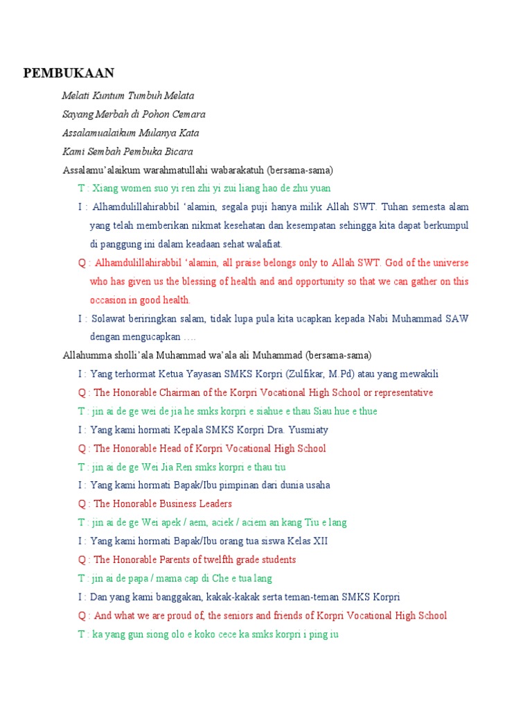 Teks MC Perpisahan Kelas Xii 2023 | PDF