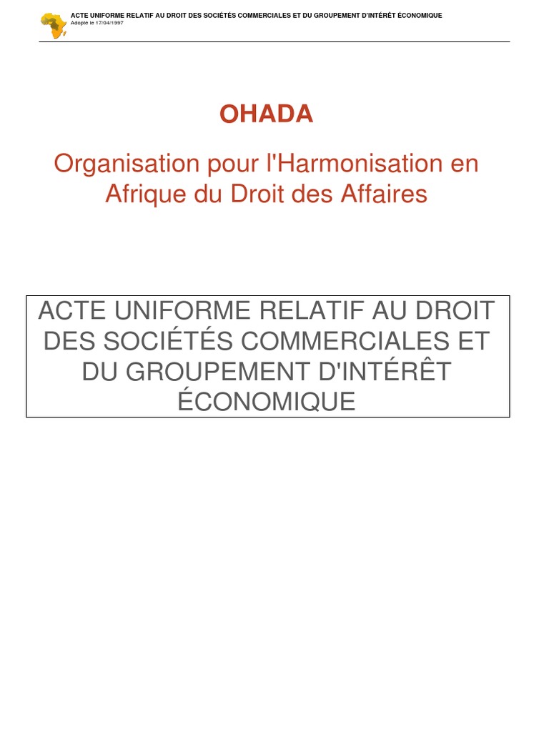 AUSCGIE OHADA FR | PDF | Business | Droit privé