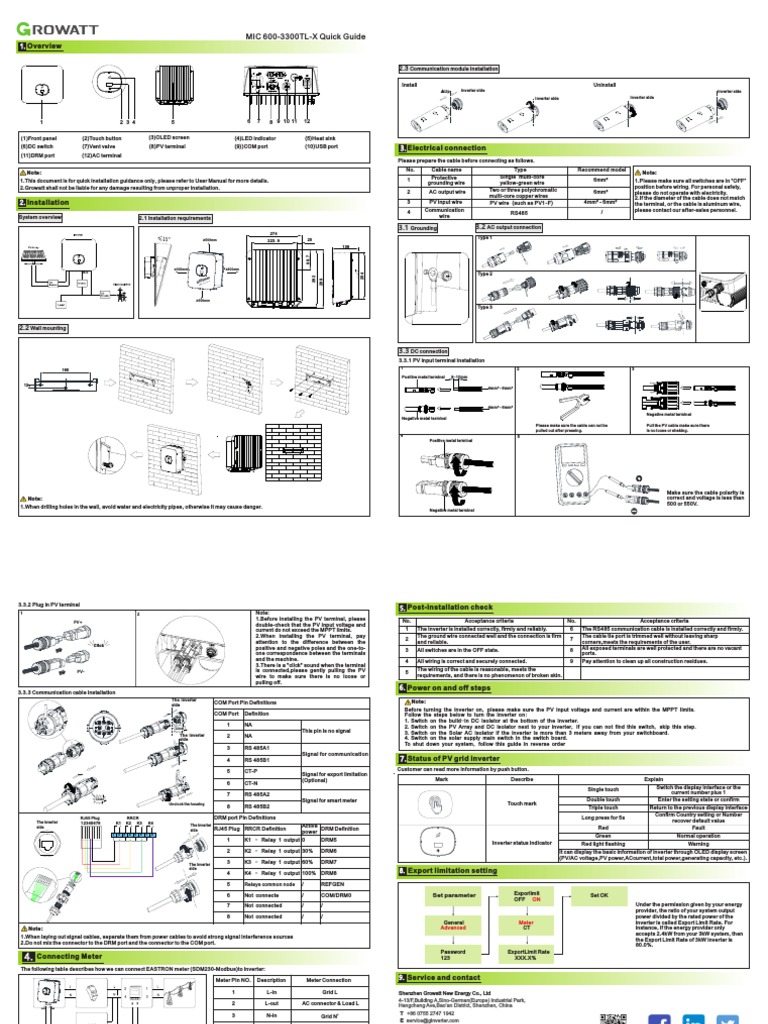 MIC 750-3300TL-X Quick Guide EN202201 | PDF | Power Inverter | Switch