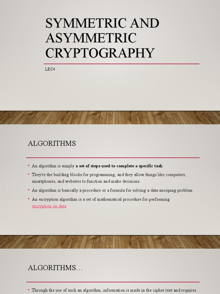 Infoformation Security Lec Symmetric and Asymmetric Cryptography | PDF | Public Key Cryptography ...