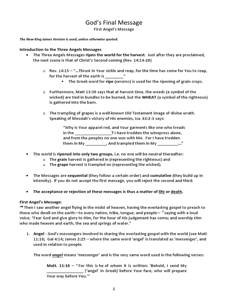 God's Final Message - 1st Angels Message (Participant) - Updated 190620 ...